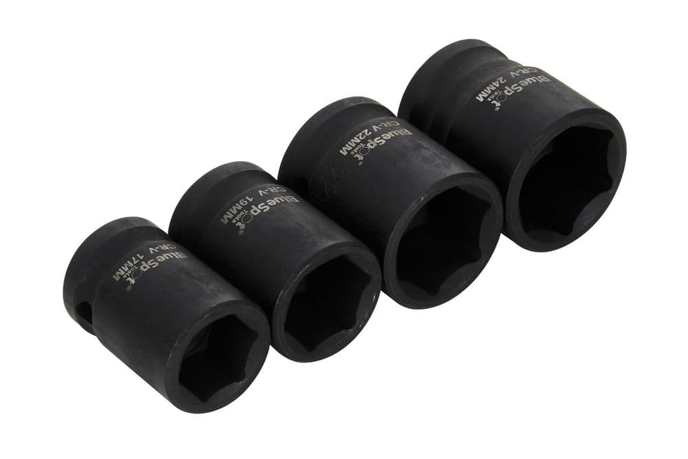 Blue Spot 01650 1/2" Metric Shallow Impact Sockets 4 Piece 17-24mm