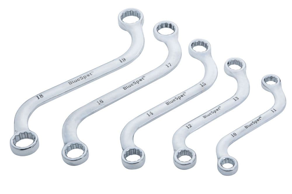 Blue Spot 04104 S Type Spanner Metric Set 10-19mm 5 Piece Chrome Vanadium