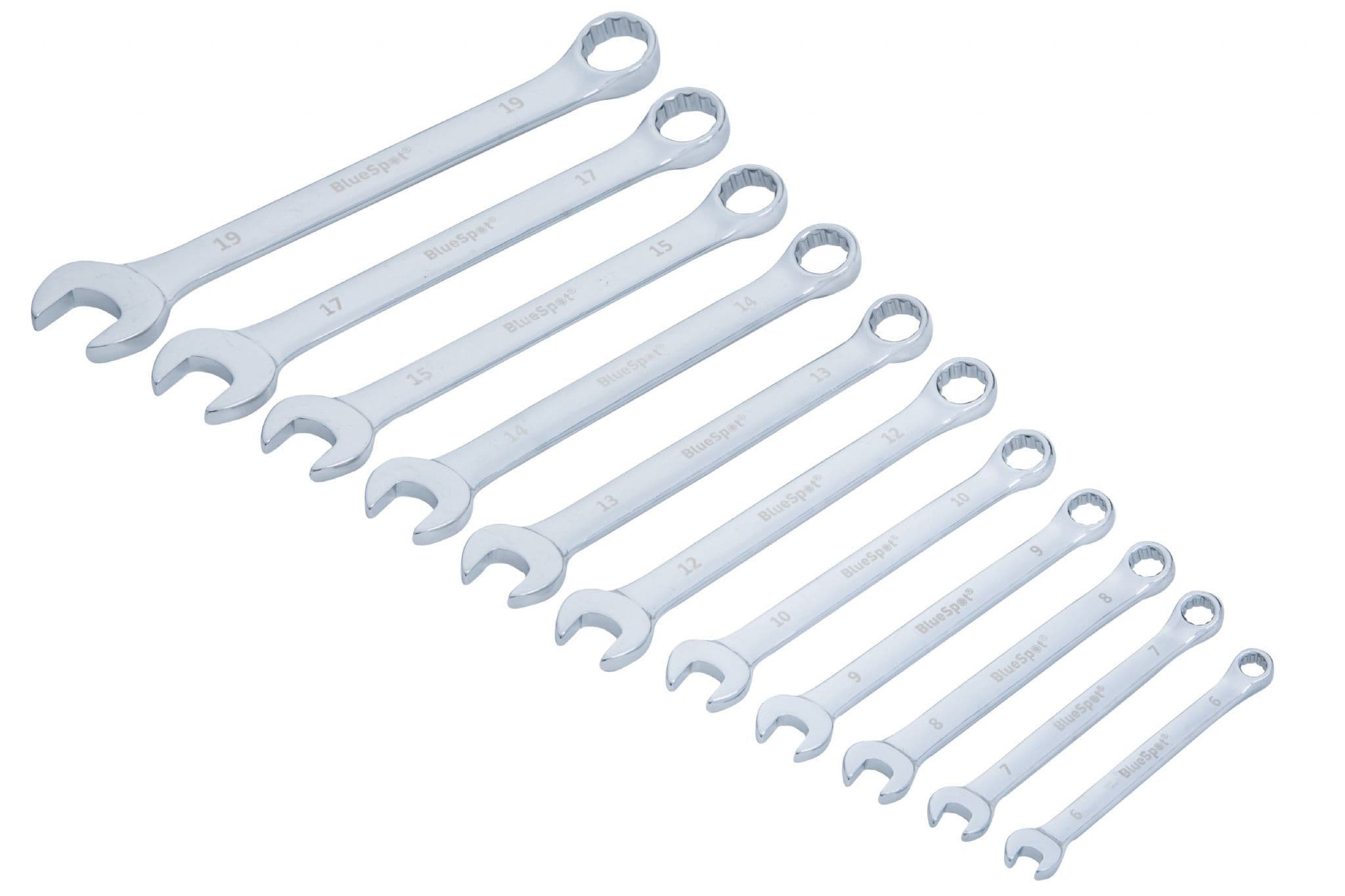 Blue Spot 04111 Combination Metric Spanner Set 6-19mm 11 Piece Chrome ...