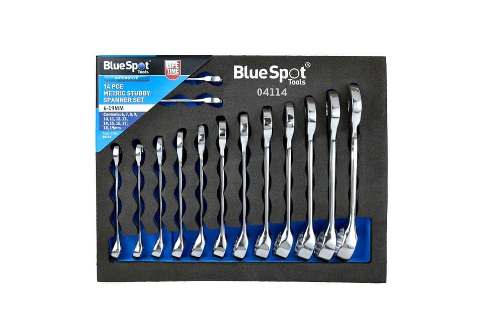 Blue Spot 04114 Metric Stubby Spanner Set 6-19mm In EVA Foam 14 Piece