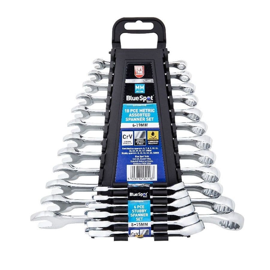 Blue Spot 04118 18 Piece Metric Assorted Spanner Set 6-19mm