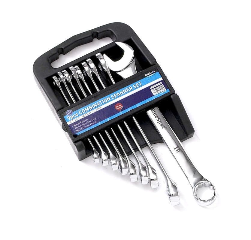 Blue Spot 04119 Combination Metric Spanner Set 8-19mm 9 Piece Chrome ...