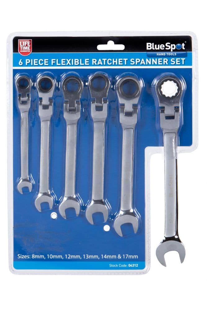 Blue Spot 04312 Flexible Ratcheting Spanner Set 8-17mm 6 Piece