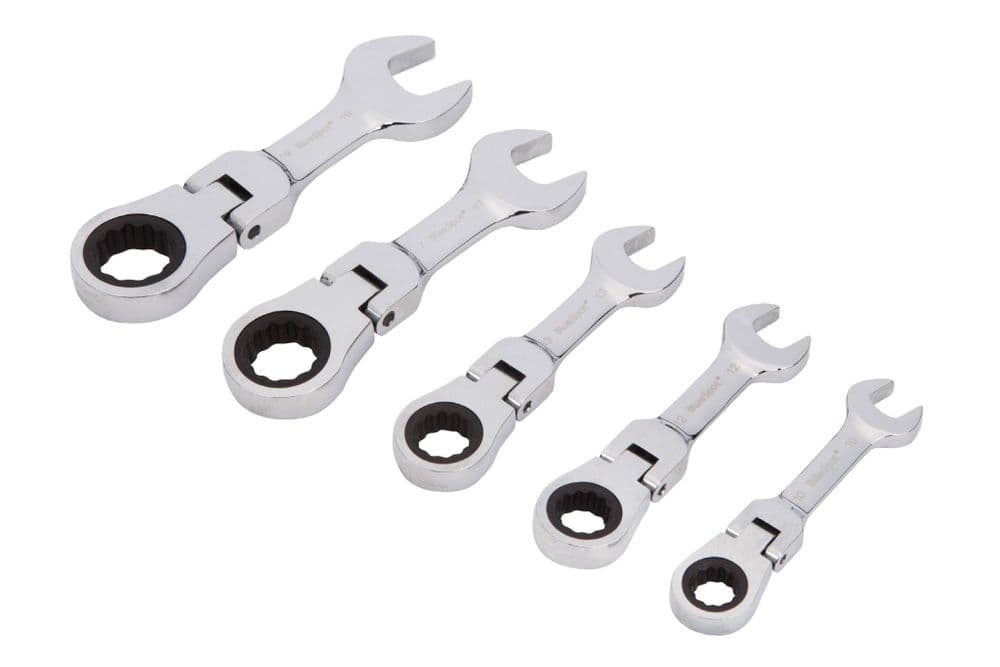 Blue Spot 04314 Flexible Stubby Ratcheting Spanner Set 10-19mm 5 Piece