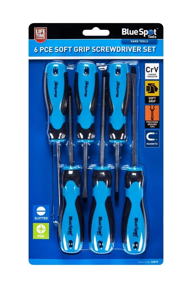 Blue Spot 12074 Soft Grip Screwdriver Set 6 Piece