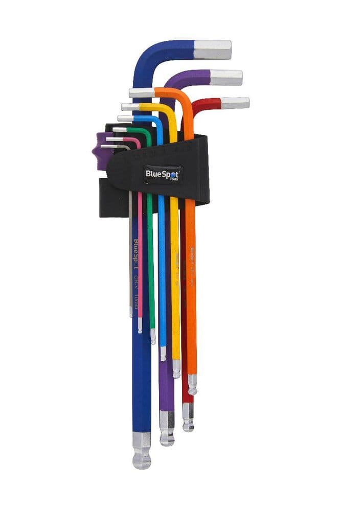 Blue Spot 15301 Extra Long Colour Coded Ball End Hex Key Set 1 5-10mm 9 Piece