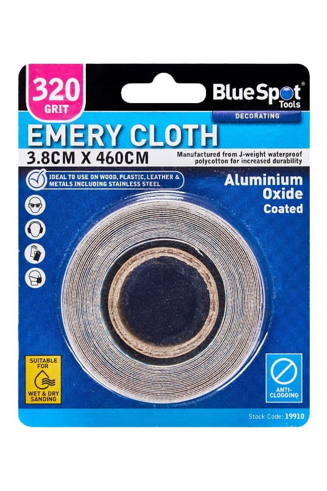 Blue Spot 19910 3 8cm x 460cm Emery Cloth 320 Grit