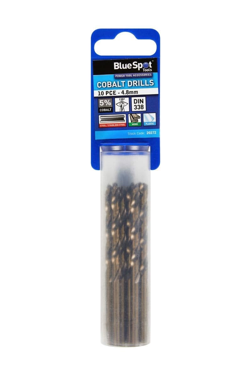 Blue Spot 20272 Cobalt Fully Ground 4 8mm Drills 10 Piece