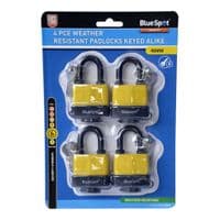 Blue Spot 77011 4 Piece 40mm Weather Resistant Padlocks Keyed Alike