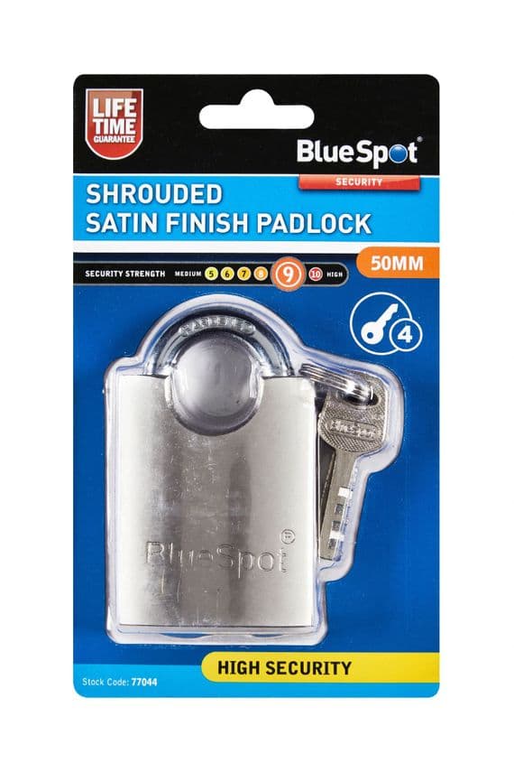 Blue Spot 77044 50mm Shrouded Satin Finish Padlock