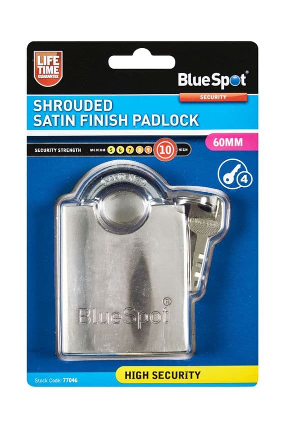 Blue Spot 77046 60mm Shrouded Satin Finish Padlock