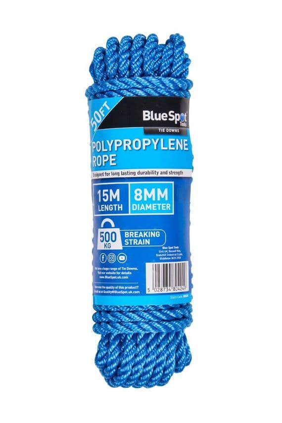 Blue Spot 80424 Polypropylene Rope 15m x 8mm 50ft