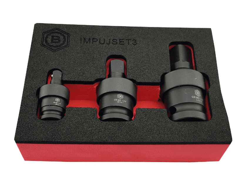 Britool Hallmark IMPUJSET3 3 Piece Impact Universal Joint UJ Socket Set
