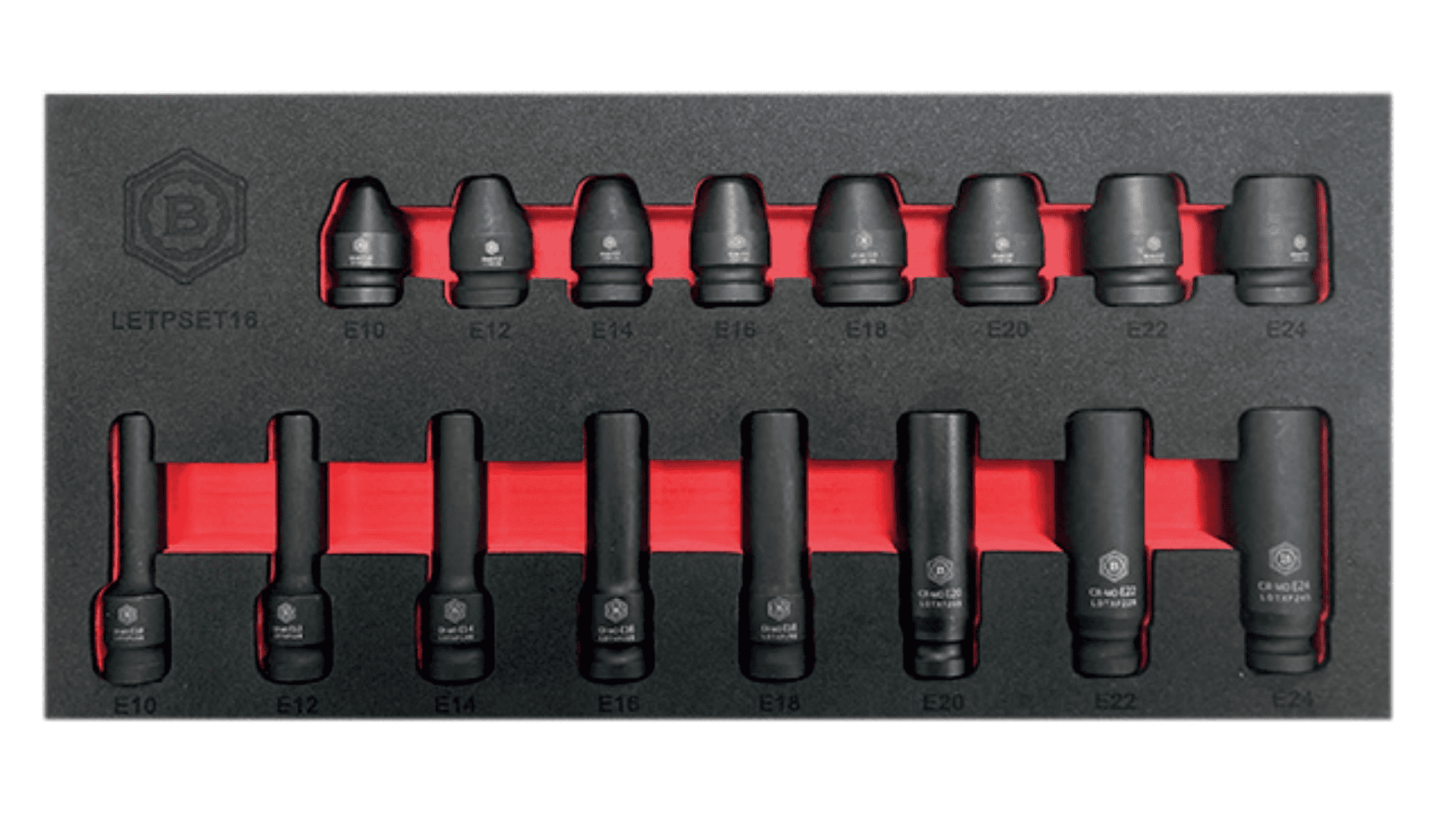 Britool Hallmark LETPSET16 16 Pce Standard & Deep E-Torx Impact Socket Set