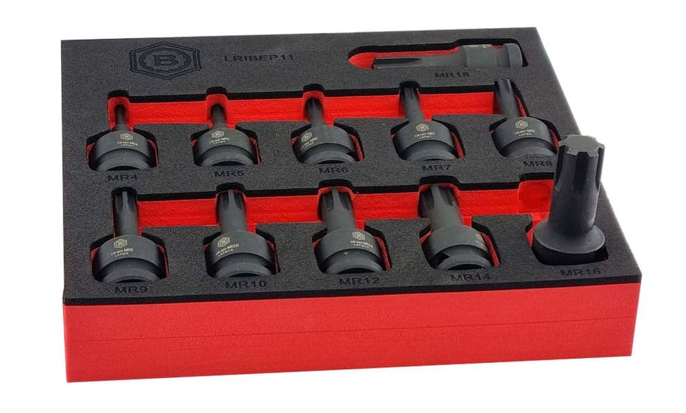 Britool Hallmark LRIBEP11 1/2" Drive 11 Piece Impact Ribe Socket Set
