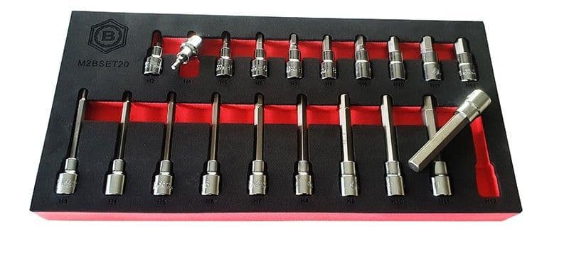 Britool Hallmark M2BSET20 20 Piece Standard & Long Hex Bit Socket Set