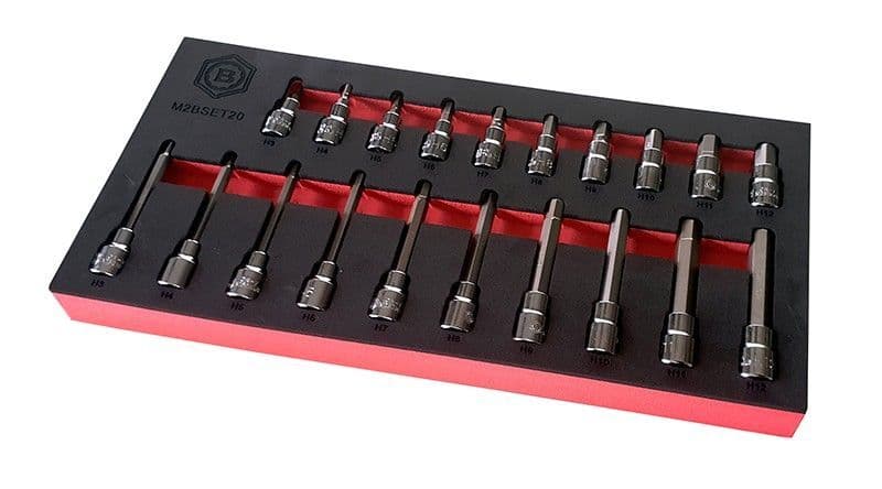 Britool Hallmark M2BSET20 20 Piece Standard & Long Hex Bit Socket Set