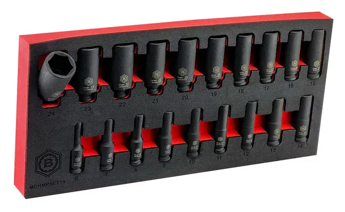 Britool Hallmark MDHMPSET19 3/8" Drive Deep Hex 6-Point Impact Socket ...