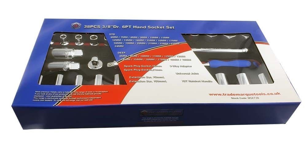 Britool Hallmark MSET38 3/8" Drive 38 Piece 6pt Hand Socket Set