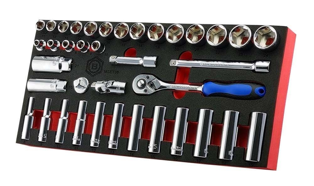 Britool Hallmark MSET38 3/8" Drive 38 Piece 6pt Hand Socket Set