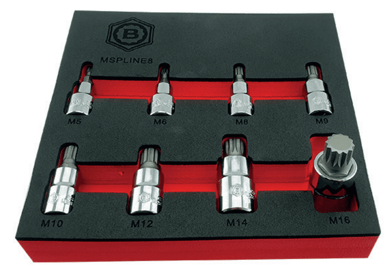 Britool Hallmark MSPLINE8 8 Piece 3/8" & 1/2" Drive Spline Bit Socket Set
