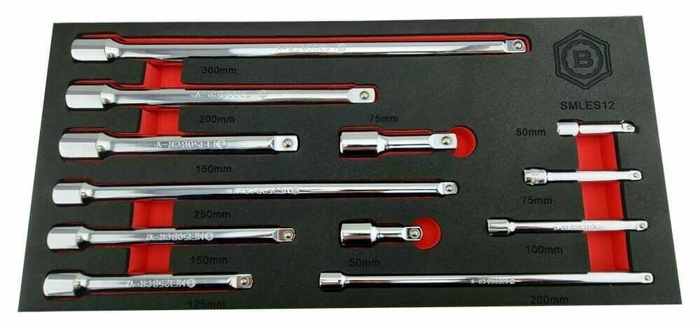 Britool Hallmark SMLES12 12 Piece 1/4" 3/8" & 1/2" Drive Extension Bar Set