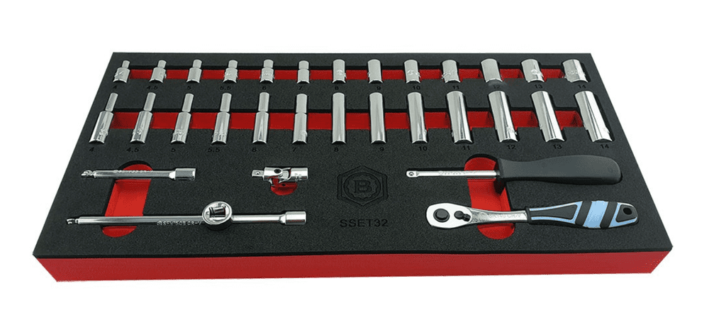 Britool Hallmark SSET32 1/4 Drive Socket & Accessory Set