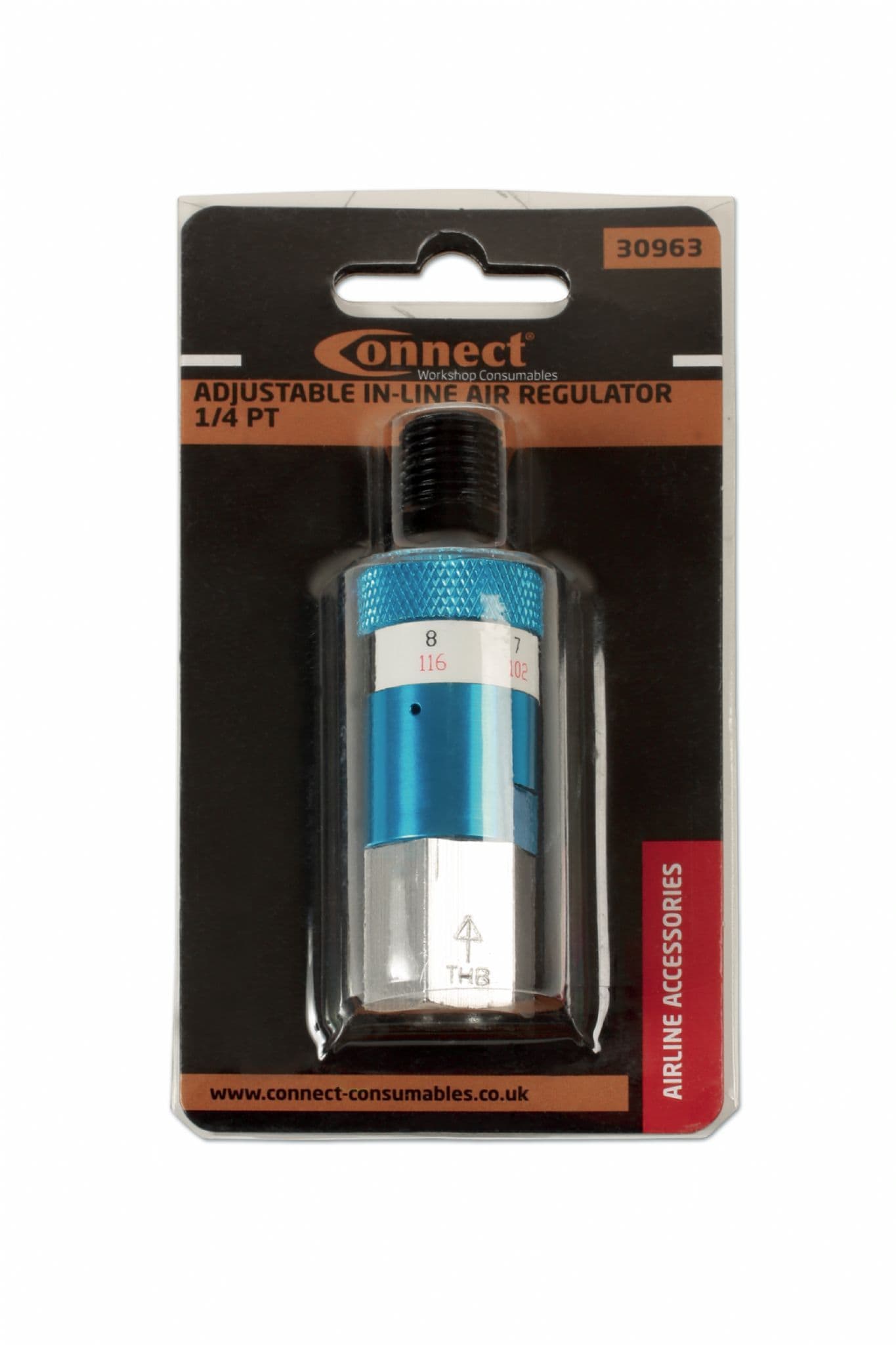 Connect 30963 Adjustable In-line Air Regulator 1/4 PT Pk 1