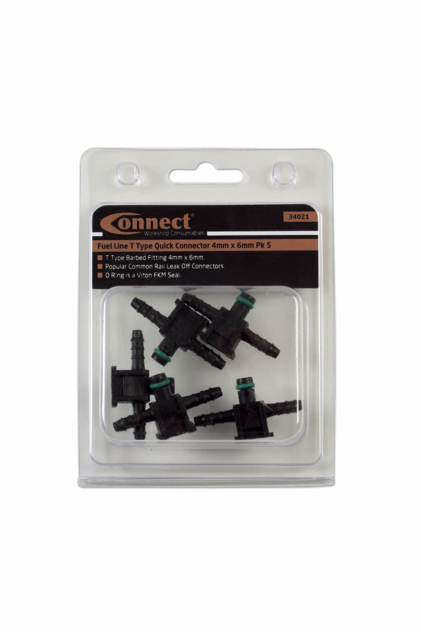 Connect 34021 Fuel Line T Type Quick Connector 4mm x 6mm Pk 5