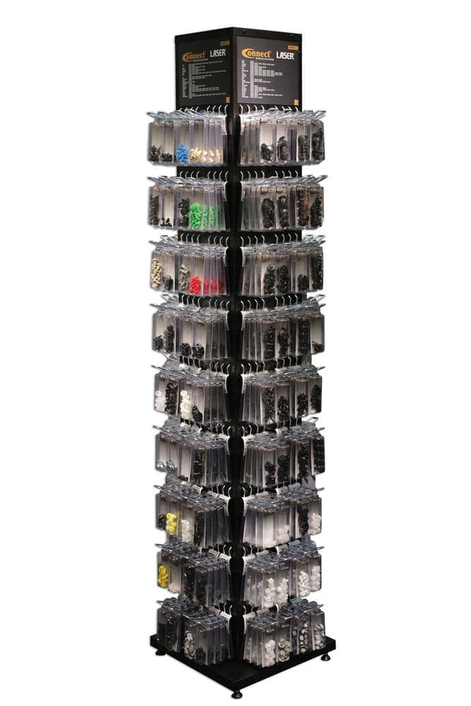 Connect 36815 Trim Clip Tower Stand With 484 Clam Packs & 12 Laser Tools