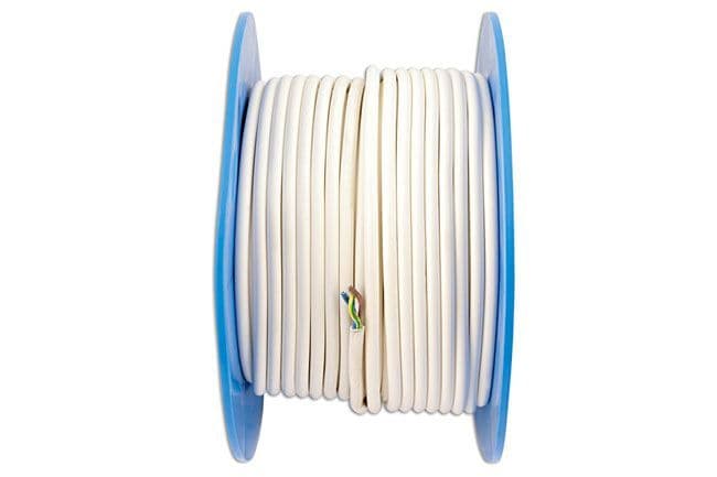 EOL Connect 30675 White 3 Core Mains Cable 15 Amp 50m