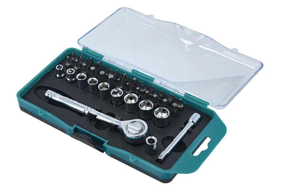 Kamasa 56048 Socket & Bit 38 Piece Set 1/4 D Ratchet In Storage Case