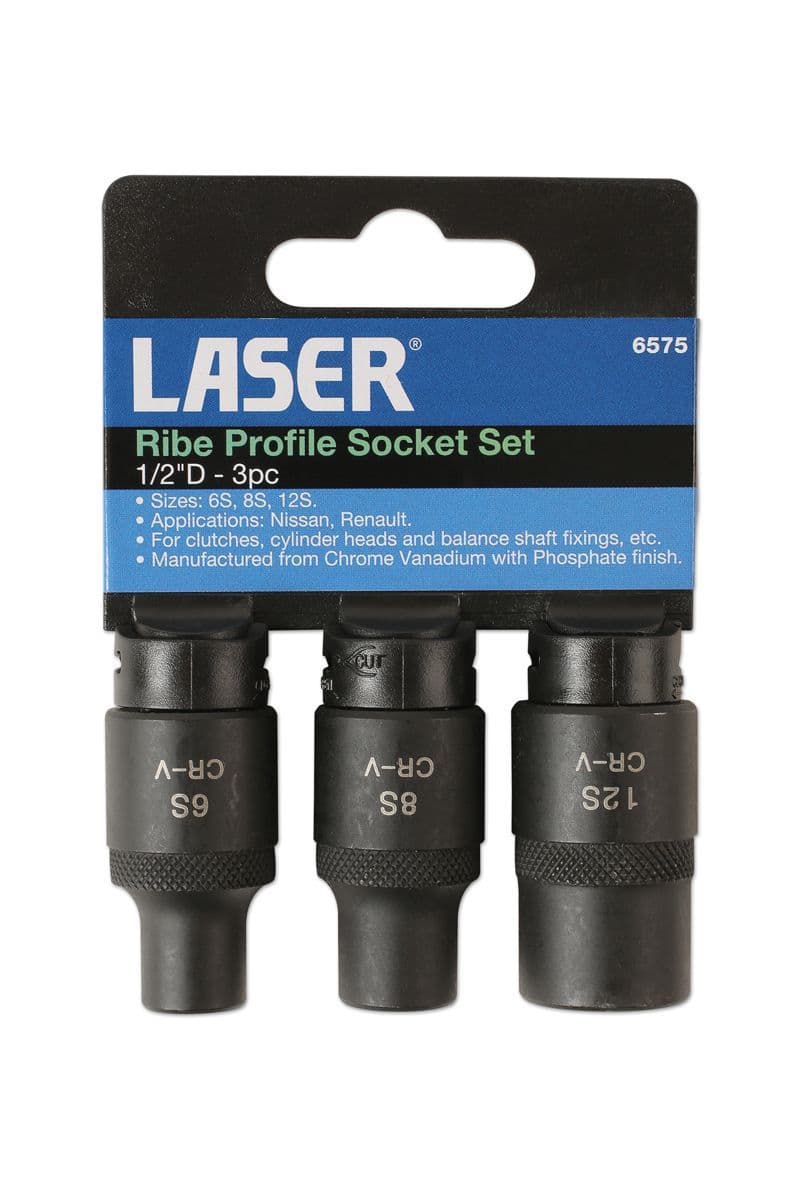 Laser 6575 3 Piece Ribe Profile Socket Set