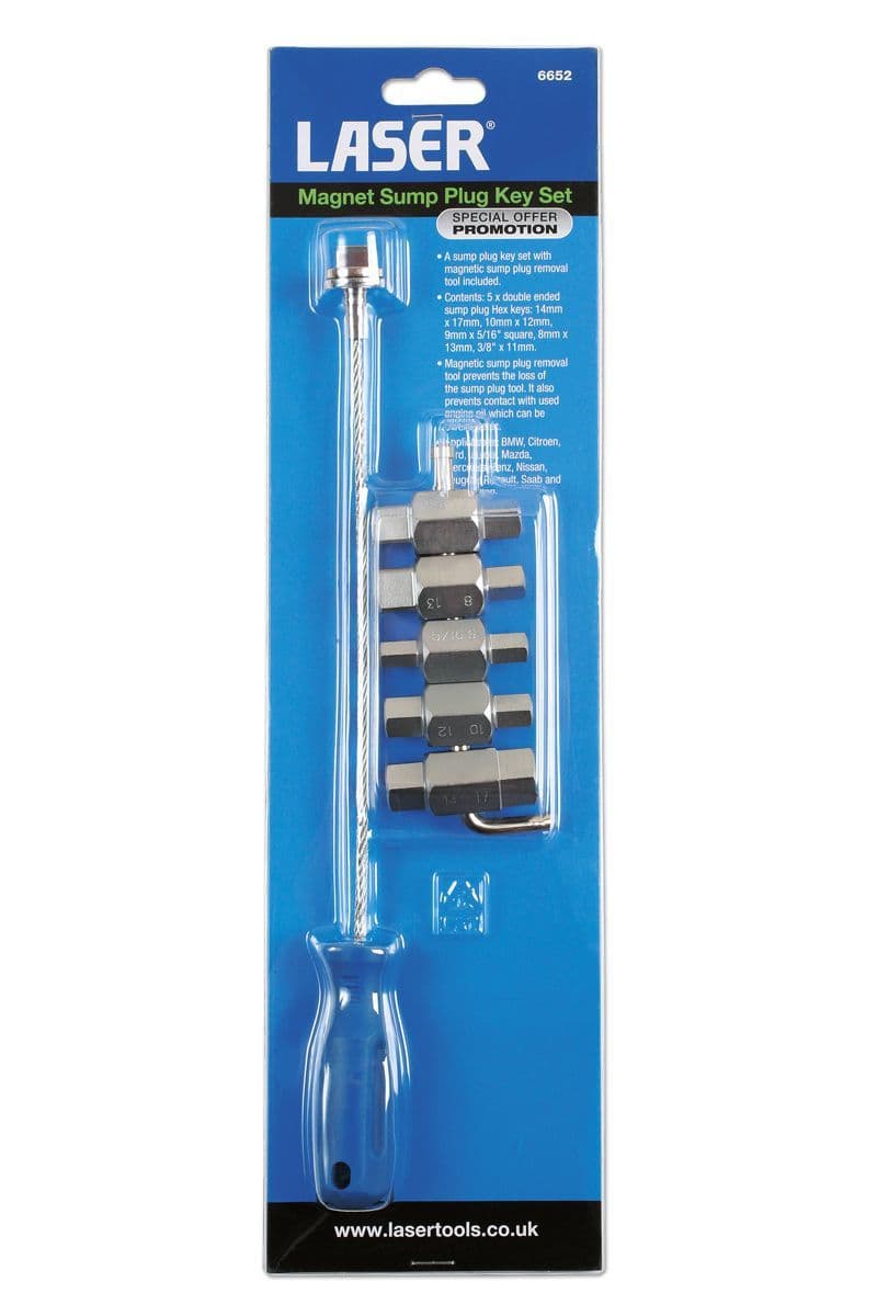 Laser 6652 Magnet Sump Plug Key Set