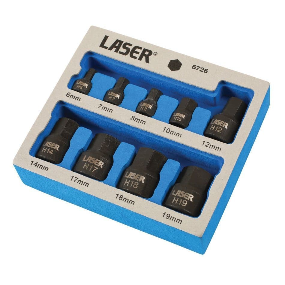 Laser 6726 Low Profile Impact Hex Socket Bit Set 9pc
