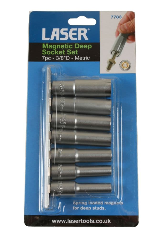 Laser 7783 7 Piece 3/8" Drive Metric Magnetic Deep Socket Set