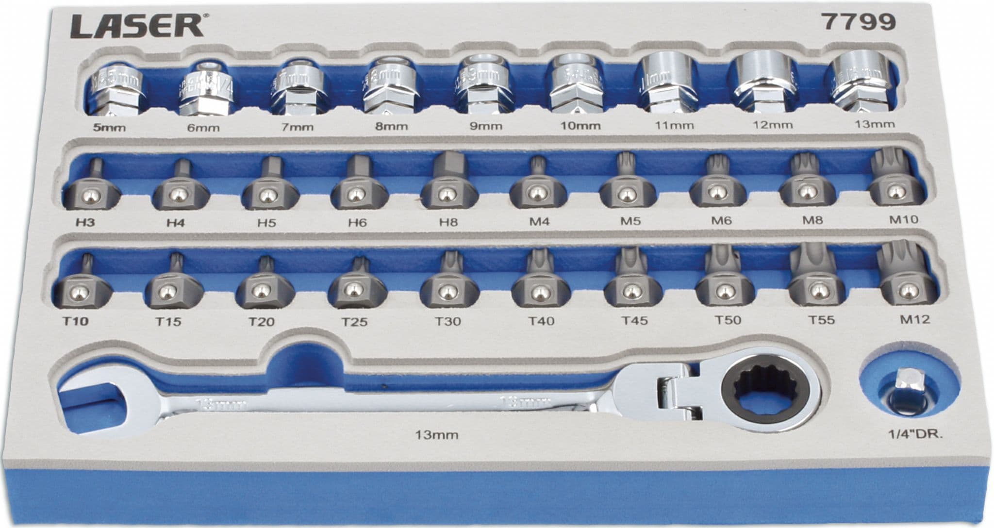 Laser 7799 31 Piece Low Profile Bit & Go Thru Alldrive Socket Set