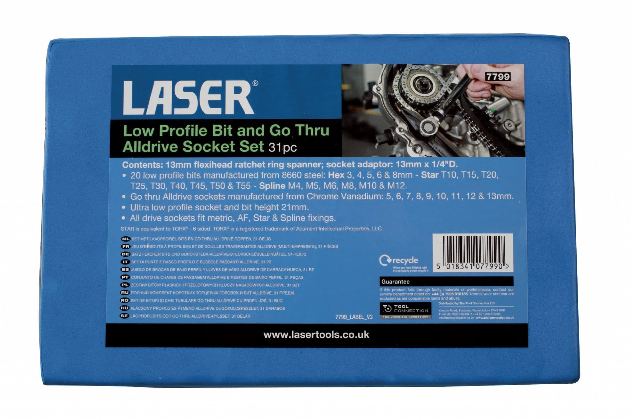 Laser 7799 31 Piece Low Profile Bit & Go Thru Alldrive Socket Set