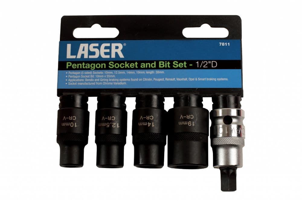 Laser 7811 5 Piece Pentagon Socket And Bit Set