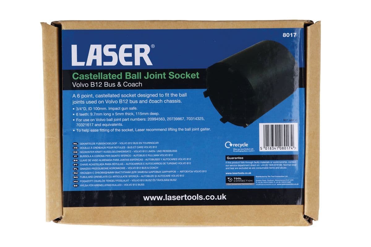 Laser 8017 Castellated Ball Joint Socket - Volvo B12 Bus & Coach