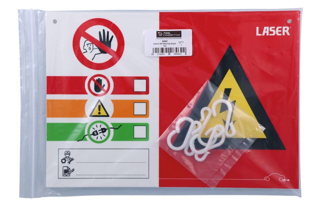 Laser 8462 Hybrid /EV Warning Signs 3pc