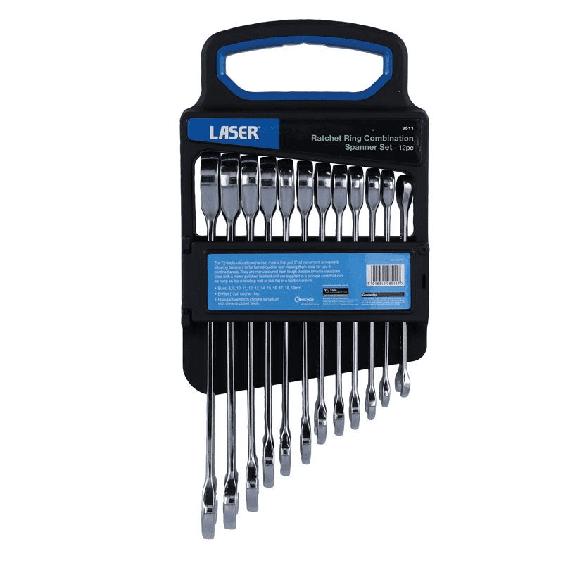 Laser Tools 8511 Ratchet Ring Combination Spanner Set 12pc