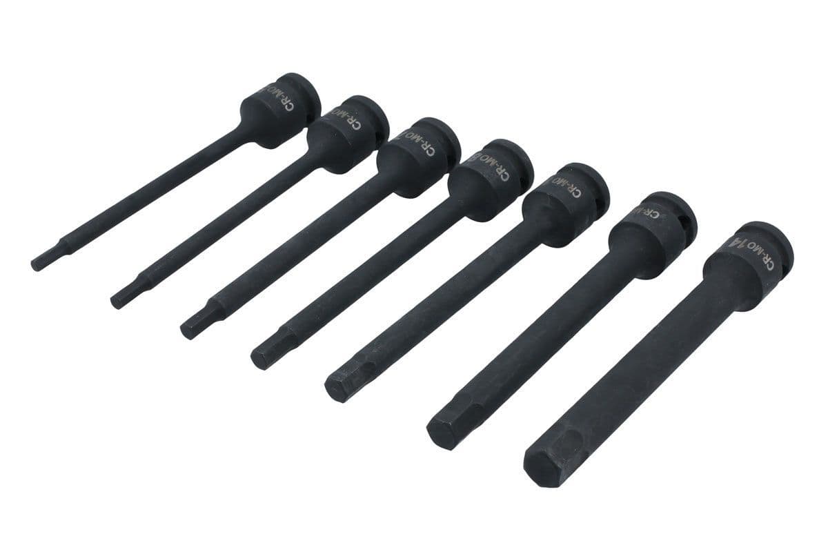 Laser Tools 8580 Extra Long Impact Hex Bit Set 1/2 Drive 7 Piece