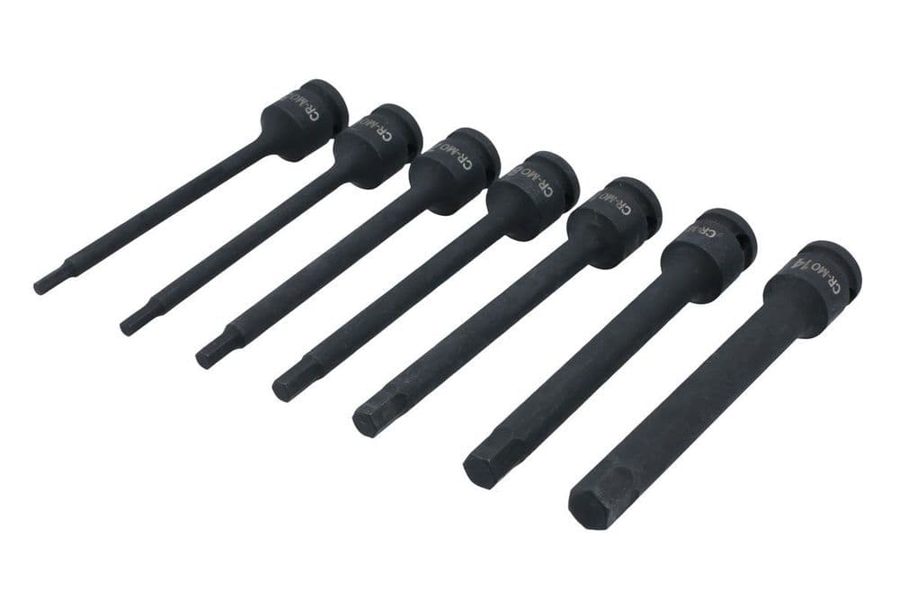 Laser Tools 8580 Extra Long Impact Hex Bit Set 1/2 Drive 7 Piece