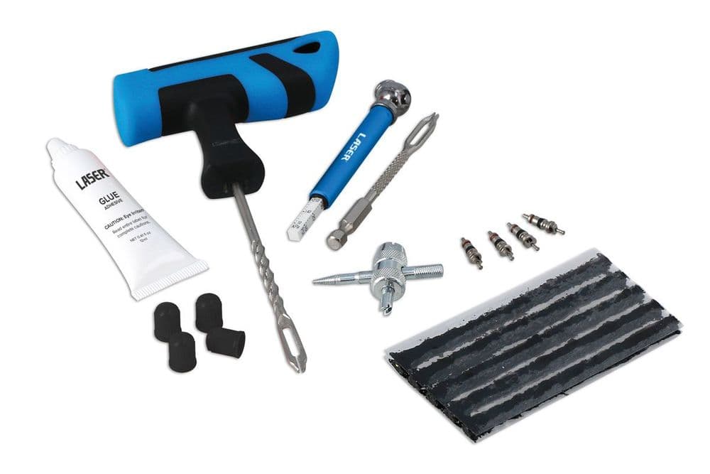 Laser Tools 9147 Emergency Tyre Repair Kit With T Handle & Drill Driver