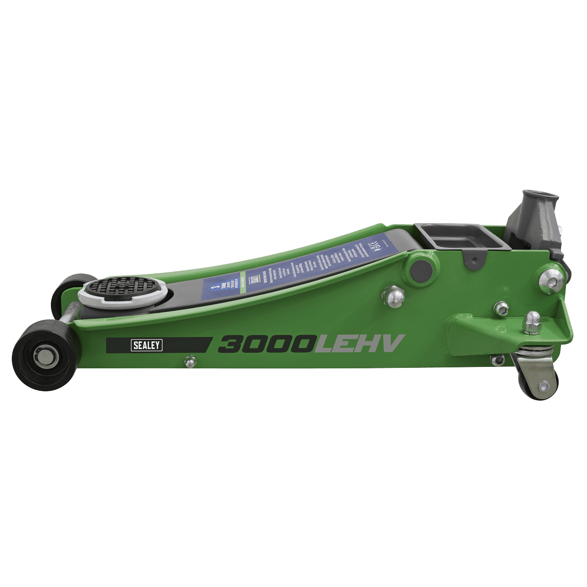 Sealey 3000LEHV Trolley Jack 3tonne Low Entry Rocket Lift Hi-Vis Green