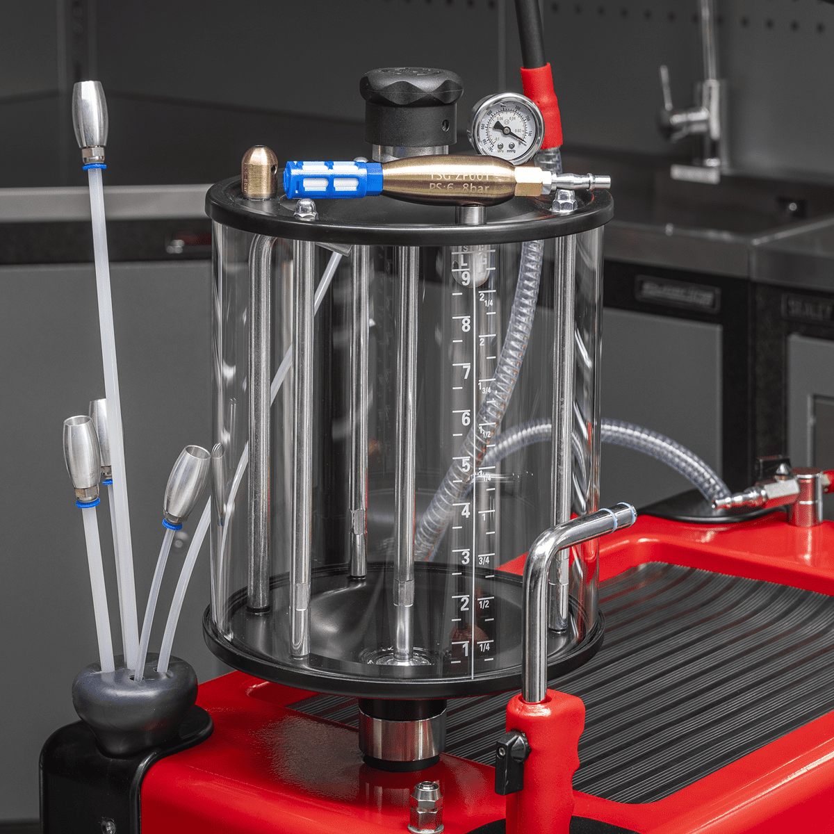 Sealey AK470DX Multi-Function Oil Drainer Work Station with 61pc Tool Set