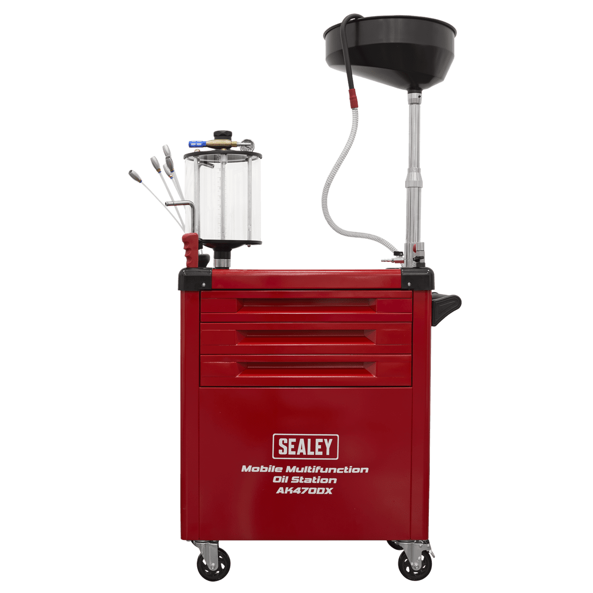 Sealey AK470DX Multi-Function Oil Drainer Work Station with 61pc Tool Set