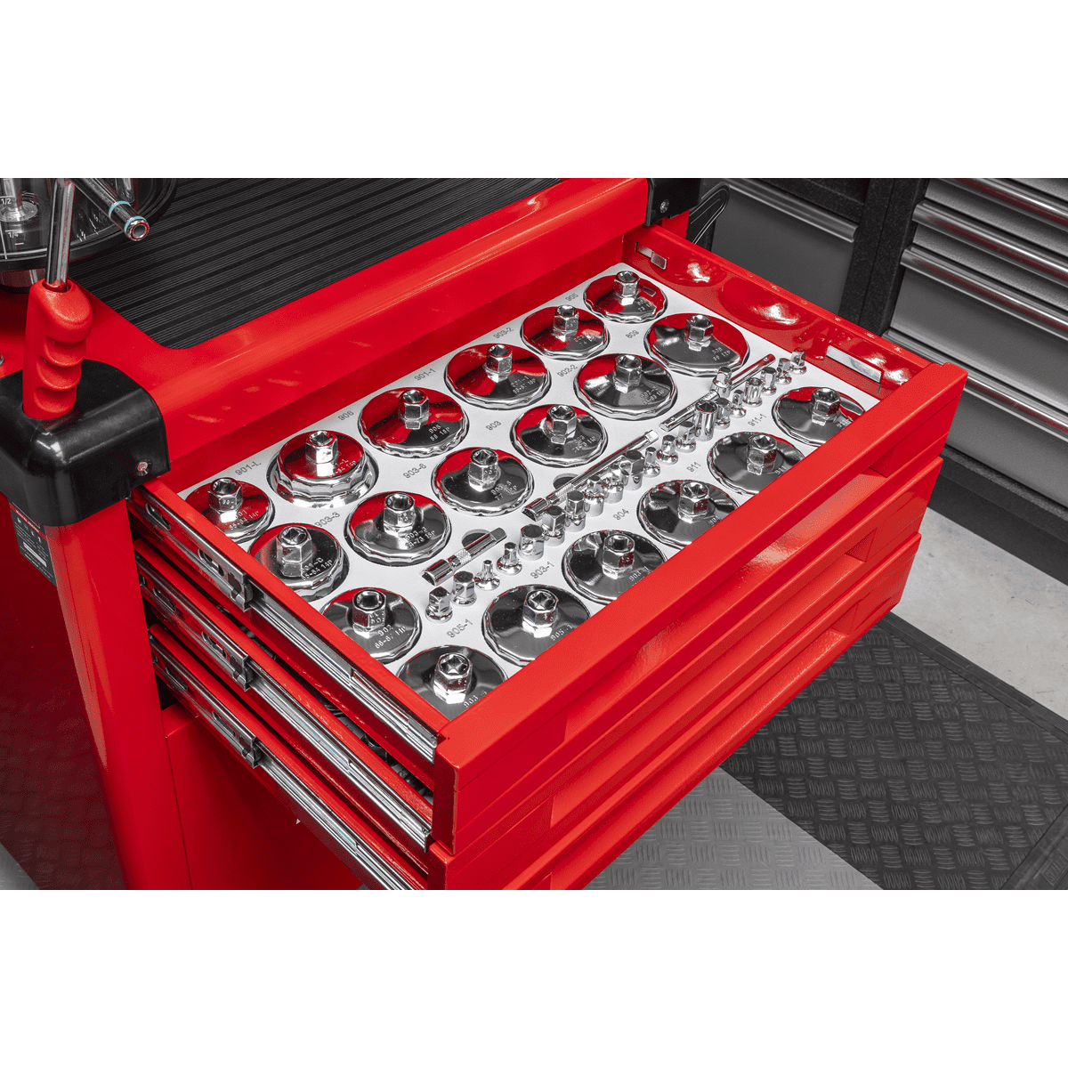 Sealey AK470DX Multi-Function Oil Drainer Work Station with 61pc Tool Set