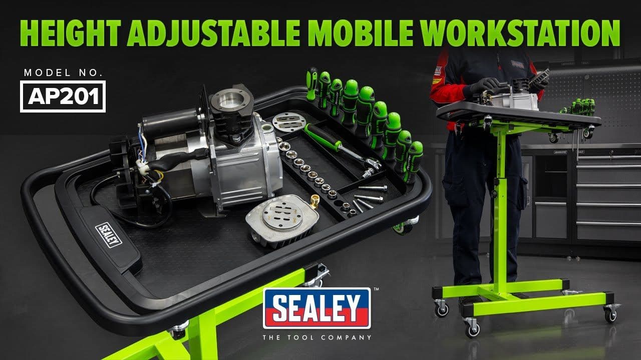 Sealey AP201 Adjustable-Height Mobile Workstation with Removable Top Tray